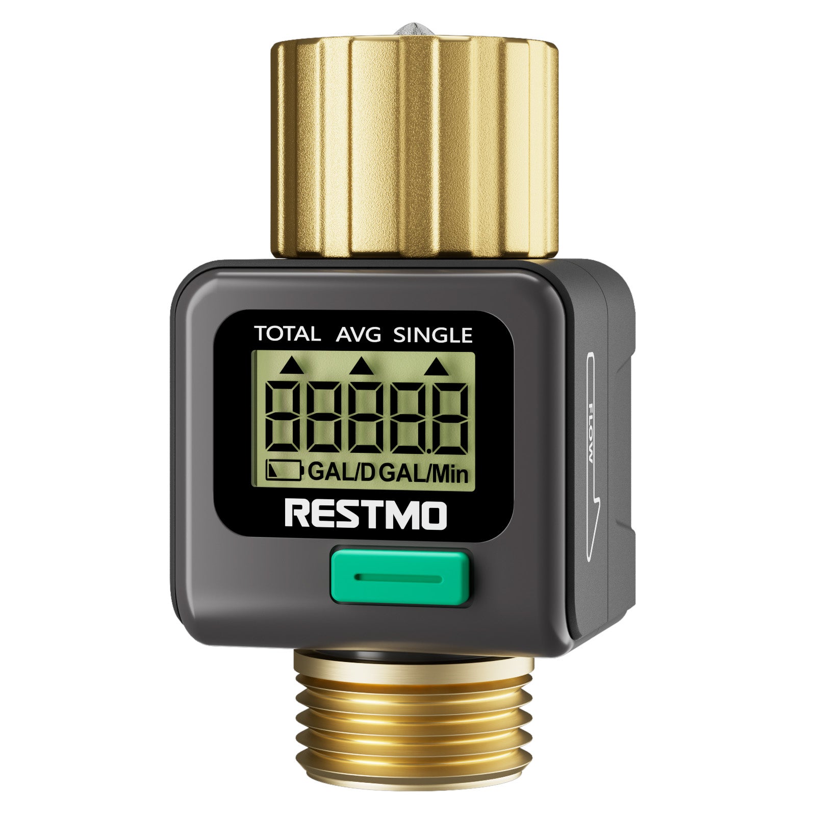 RESTMO Water Flow Meter with Brass Inlet & Outlet, Measure Gallon/Lite